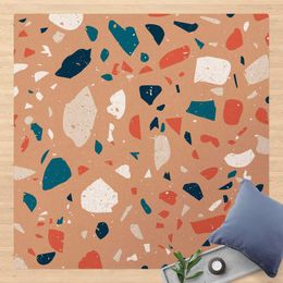 Bilderwelten Kork-Teppich modern beige Mosaik - Detailliertes Terrazzo Muster Torino - Deko Wohnzimmer Schlafzimmer