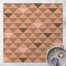 Bilderwelten Kork-Teppich Illustration grau Korkmatte - No.YK65 Dreiecke Grau Wei&szlig; Rosa - Geometrisch Kinderzimmer Baby M&auml;dchen Jungen