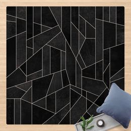 Bilderwelten Kork-Teppich Abstrakt schwarz weiss originell Korkmatte - Schwarz Wei&szlig; Geometrie Aquarell - Geometrisch Wohnzimmer Schlafzimmer