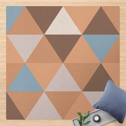 Kork-Teppich - Geometrisches Muster gekippte Dreiecke Blau - Illustration blau Korkmatte Geometrisch Wohnzimmer Schlafzimmer