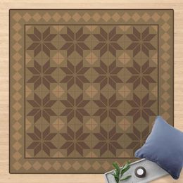 Kork-Teppich - Geometrische Fliesen Sternblume Mintgr&uuml;n mit Bord&uuml;re - modern gr&uuml;n Fliesenoptik Geometrisch Wohnzimmer Schlafzimmer