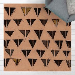 Bilderwelten Kork-Teppich Abstrakt schwarz weiss originell Korkmatte - Abstrakte Hufe im Schnee - Geometrisch Wohnzimmer Schlafzimmer