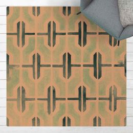 Bilderwelten Kork-Teppich Illustration blau Aquarell - Stationen im Ozean - Geometrisch Wohnzimmer Schlafzimmer