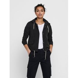 Parka Only "ONLSKYLAR HOOD SPRING JACKET CC OTW", Damen, Gr. S (36), schwarz, Web, Obermaterial: 92% Polyester, 8% Nylon, unifarben, casual, regular fit, Langarm, Jacken