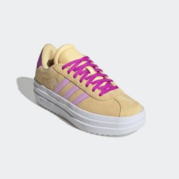 Sneaker adidas Sportswear "VL COURT BOLD LIFESTYLE KIDS", Gr. 35,5, orange tint, bliss lila, flash pink, Leder, Synthetik, sportlich, Schuhe, Design auf den Spuren des adidas Gazelle Bold