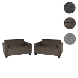 Mendler Sofa-Garnitur Couch-Garnitur 2x 2er Sofa Lyon Stoff/Textil ~ Variantenangebot 2x75622+2x75623
