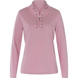 Damen Stehkragenshirt mit kurzem Rei&szlig;verschluss ros&eacute;, Gr&ouml;&szlig;e 38