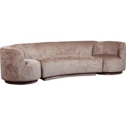 Loungesofa Woood "Combi-Popular: Bank + Sessel", grau (taupe), B:370cm H:72cm T:97cm, Sofas, Lounge-Sofa, mit grobem Chenille gef&uuml;ttert, Breite 370 cm