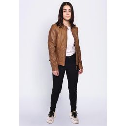 Lederjacke Mustang "31019267", Damen, Gr. L, braun (cognac), Obermaterial: 100% Lammleder; Futter: 100% Baumwolle; &Auml;rmelfutter: 100% Polyester, Jacken