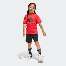 Trainingsanzug adidas Sportswear "LK BL T-SET 160", Kinder, Gr. 116, rot (pure ruby, schwarz), Obermaterial: 100% Baumwolle, sportlich, Sportanzüge