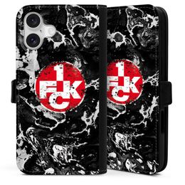 DeinDesign iPhone 16 Plus Handy Klapph&uuml;lle Handyh&uuml;lle aus Kunst Leder schwarz Flip Case Coat Of Arms 1. Fc Kaiserslautern Muster Sideflip mit Lasche