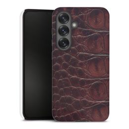 DeinDesign Galaxy S25 Handy Panzer Handyh&uuml;lle robuste Outdoor H&uuml;lle Schutzh&uuml;lle gl&auml;nzend Leather Crocodile Animal Print Tough Case