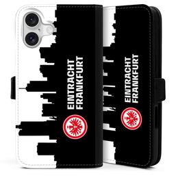 DeinDesign iPhone 16 Plus Handy Klapph&uuml;lle Handyh&uuml;lle aus Kunst Leder schwarz Flip Case Eintracht Frankfurt Sge Official Licensed Product Sideflip mit Lasche
