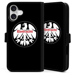 DeinDesign iPhone 16 Plus Handy Klapph&uuml;lle Handyh&uuml;lle aus Kunst Leder schwarz Flip Case Eintracht Frankfurt Sge Official Licensed Product Sideflip mit Lasche