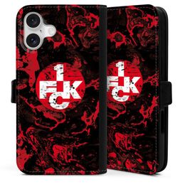 DeinDesign iPhone 16 Plus Handy Klapph&uuml;lle Handyh&uuml;lle aus Kunst Leder schwarz Flip Case 1. Fc Kaiserslautern 1. Fck Logo Sideflip mit Lasche