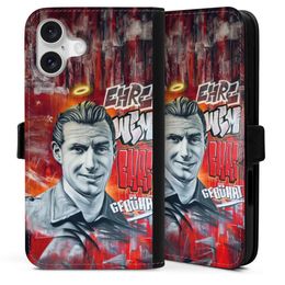 DeinDesign iPhone 16 Plus Handy Klapph&uuml;lle Handyh&uuml;lle aus Kunst Leder schwarz Flip Case 1. Fc Kaiserslautern 1. Fck Fritz Walter Sideflip mit Lasche