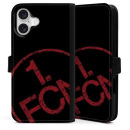 DeinDesign iPhone 16 Plus Handy Klapph&uuml;lle Handyh&uuml;lle aus Kunst Leder schwarz Flip Case Texture Merchandise 1. Fcn Sideflip mit Lasche