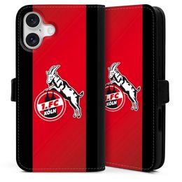 DeinDesign iPhone 16 Plus Handy Klapph&uuml;lle Handyh&uuml;lle aus Kunst Leder schwarz Flip Case 1. Fc K&ouml;ln Billy Goat Hennes Official Licensed Product Sideflip mit 