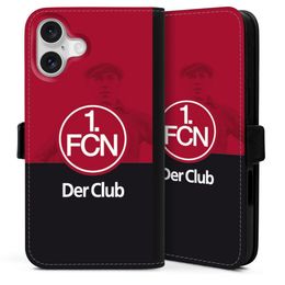 DeinDesign iPhone 16 Plus Handy Klapph&uuml;lle Handyh&uuml;lle aus Kunst Leder schwarz Flip Case Official Licensed Product Der Club 1. Fc N&uuml;rnberg Sideflip mit Lasche