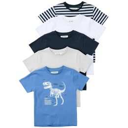 T-Shirt STACCATO "Dino", Jungen, Gr. 104/110, blau, Oberstoff: 100% Baumwolle., Rundhals, Kurzarm, Shirts, 5-er Set