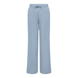 Leinenhose Only CARMAKOMA "CARCARO MW LINEN BL PULL-UP PANT TLR", Damen, Gr. 42, Länge 32, blau (cashmere blau), Web, Obermaterial: 55% Leinen, 45% Viskose, unifarben, modisch, loose fit, Hosen