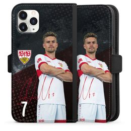 DeinDesign iPhone 11 Pro Handy Klapph&uuml;lle Handyh&uuml;lle aus Kunst Leder schwarz Flip Case Official Licensed Product Maximilian Mittelst&auml;dt Vfb Stuttgart Sideflip 