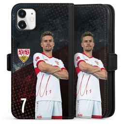 DeinDesign iPhone 11 Handy Klapph&uuml;lle Handyh&uuml;lle aus Kunst Leder schwarz Flip Case Official Licensed Product Maximilian Mittelst&auml;dt Vfb Stuttgart Sideflip mit 