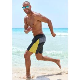 H.I.S. H.I.S Herren Badeshorts, schwarz-gelb, Gr&ouml;&szlig;e L (52)