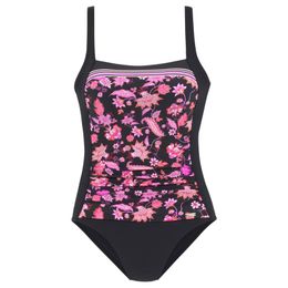Lascana Damen Badeanzug, schwarz-pink, Gr&ouml;&szlig;e 38C