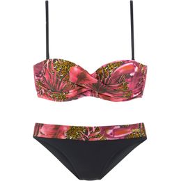 Lascana Damen B&uuml;gel-Bandeau-Bikini, pink-bedruckt, Gr&ouml;&szlig;e 34B