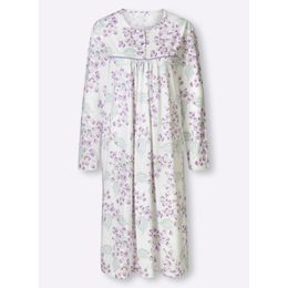 w&auml;schepur w&auml;schepur Damen Nachthemd mit kurzer Knopfleiste, wei&szlig;-lavendel-bedruckt, Gr&ouml;&szlig;e 36/38