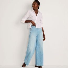 LANDS' END Soft Denim Matrosenjeans mit extraweitem Bein High Waist, Damen,  Blau, Elasthan/Polyester-Mischung, by Lands' End