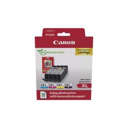 4er Original Multipack Set f&uuml;r Canon 2052C006 / CLI-581XL Druckerpatronen mit 50 Blatt Fotopapier