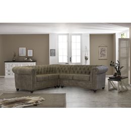 Chesterfield-Sofa Home Affaire "Rysum L-Form", grau (stone), B:208cm H:72cm T:208cm, Luxus-Microfaser Lederoptik (100% Polyester);Kunstleder, Sofas, Chesterfield-Optik, gleichschenklig