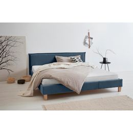 Polsterbett OTTO products "Heddi", blau, B:205cm H:82cm L:212cm, Bezug Struktur fein (100% recyceltes Polyester), Betten, Polsterbett ohne Bettkasten Polsterbett, in 5 Breiten: von 90cm-200cm, Biese am Kopfteil, Strukturstoff