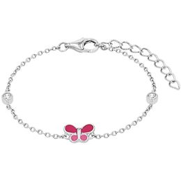 Armband Prinzessin Lillifee "Schmetterling, 2037949", weiß (silberfarben, rosa, pink, weiß, weiß), Armbänder, Mädchen, Silber 925 (Sterlingsilber), mit Zirkonia (synth.) und Emaille