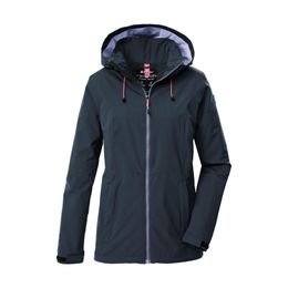 Outdoorjacke Killtec "Damen Regenjacke OOKS 1", Damen, Gr. 36, blau (nachtblau), Oberstoff: 100% Polyester, Futter: 100% Polyester (recycelt), sportlich, Jacken, Leichte, wasser- und winddichte Damenjacke, atmungsaktiv, nachhaltig