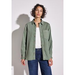 Jeansjacke Street One, Damen, Gr. 34, soft olive washed, Jeans, 98% Baumwolle, 2% Elasthan, unifarben, casual, normal normal, V-Ausschnitt, Langarm Manschette, Jacken, mit Brusttasche