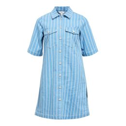 Object Blusenkleid 'OBJBRUCE MOLLIE' Damen Größe 38 blue denim / weiß Winterkleid