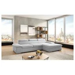 Sit & More Ecksofa SIT & MORE "Valantine L-Form, B: 286 cm", grau (steel), B:286cm H:73cm T:174cm, 100% Polyester, Sofas, mit Arm- & Kopfteilverstellung, optional mit Bettfunktion
