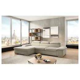 Sit & More Ecksofa SIT & MORE "Valantine L-Form, B: 286 cm", beige (nature), B:286cm H:73cm T:174cm, 100% Polyester, Sofas, mit Arm- & Kopfteilverstellung, optional mit Bettfunktion
