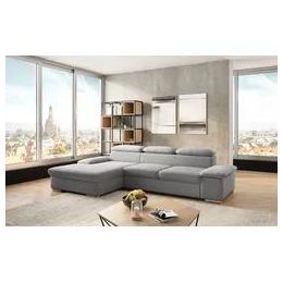 Sit & More Ecksofa SIT & MORE "Valantine L-Form, B: 286 cm", grau, B:286cm H:73cm T:174cm, 100% Polyester, Sofas, mit Arm- & Kopfteilverstellung, optional mit Bettfunktion
