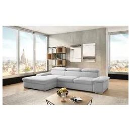 Sit & More Ecksofa SIT & MORE "Valantine L-Form, B: 286 cm", grau (steel), B:286cm H:73cm T:174cm, 100% Polyester, Sofas, mit Arm- & Kopfteilverstellung, optional mit Bettfunktion