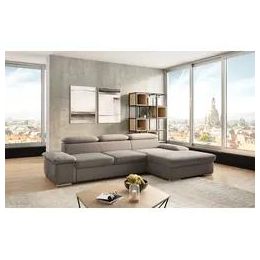Sit & More Ecksofa SIT & MORE "Valantine L-Form, B: 286 cm", grau (stone), B:286cm H:73cm T:174cm, 100% Polyester, Sofas, mit Arm- & Kopfteilverstellung, optional mit Bettfunktion