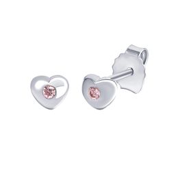 Paar Ohrstecker Firetti "Schmuck Geschenk Silber 925 Ohrschmuck Herz", bunt (silberfarben, pink, pink), Ohrringe, Mädchen, Silber 925 (Sterlingsilber), mit Zirkonia (synth.)