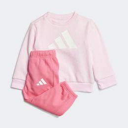 Trainingsanzug adidas Sportswear "I BL FL JOG 240", Kinder, Gr. 92, pink (clear pink, weiß), Obermaterial: 70% Baumwolle, 30% Polyester, sportlich, Sportanzüge