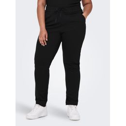 Jogger Pants Only CARMAKOMA "CARGOLDTRASH LIFE CLASSIC PANT NOOS", Damen, Gr. 48, Länge 34, schwarz, Milano Rib, Obermaterial: 63% Viskose, 32% Nylon, 5% Elasthan, unifarben, casual, gerade, unten schmal lang, Hosen