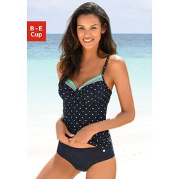 B&uuml;gel-Tankini-Top Lascana "Monroe", Damen, Gr. 38, Cup D, bunt (marine, t&uuml;rkis), Polyamid, gepunktet, gestreift, Bikini-Oberteile