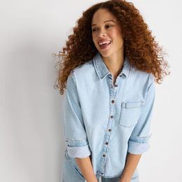 LANDS' END Jeanshemd, Damen,  Blau, Baumwoll-Mischung, by Lands' End