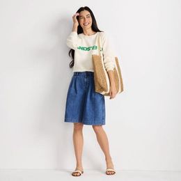 LANDS' END Leichte Jeans-Bermudashorts mit Bundfalten, Damen,  Blau, Baumwolle, by Lands' End